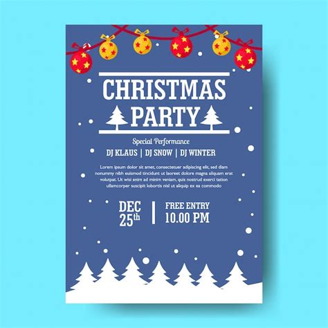 현대 크리스마스 파티 포스터 템플릿 무료 벡터