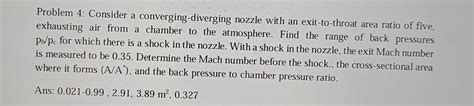 Solved Problem 4 Consider A Converging Diverging Nozzle