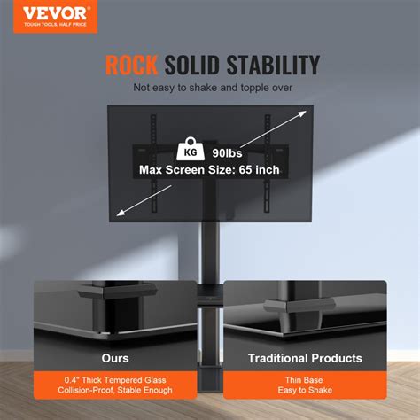 Vevor Tv Stand Mount Swivel Tall Tv Stand For 32 To 65 Inch Tvs