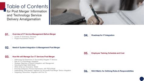 Table Of Contents Post Merger Information Technology Service Delivery