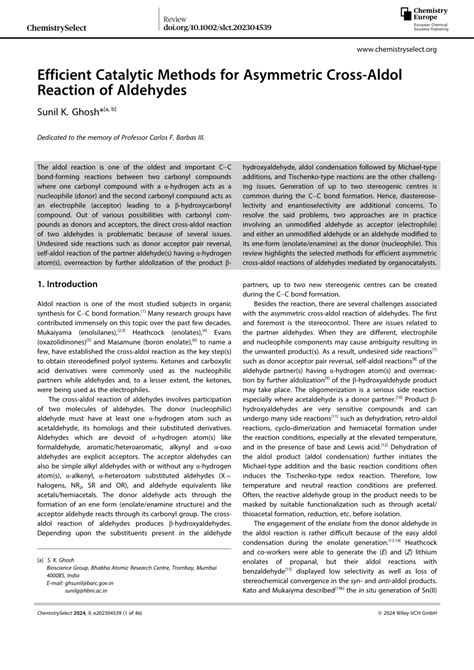 Efficient Catalytic Methods For Asymmetric Cross‐aldol Reaction Of