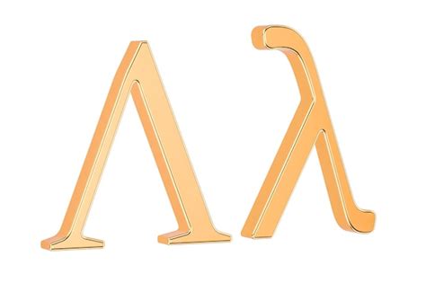 Premium Photo Golden Greek Letter Lambda 3d Rendering