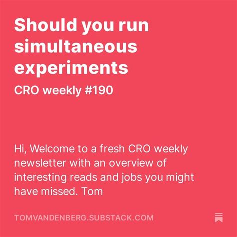 Tom Van Den Berg On Linkedin Cro Weekly 190 Should You Run