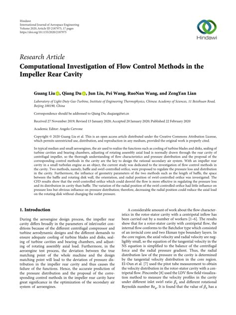 Pdf Computational Investigation Of Flow Control Methods In The Impeller Rear Cavity