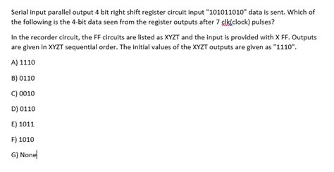 Solved Serial Input Parallel Output 4 Bit Right Shift