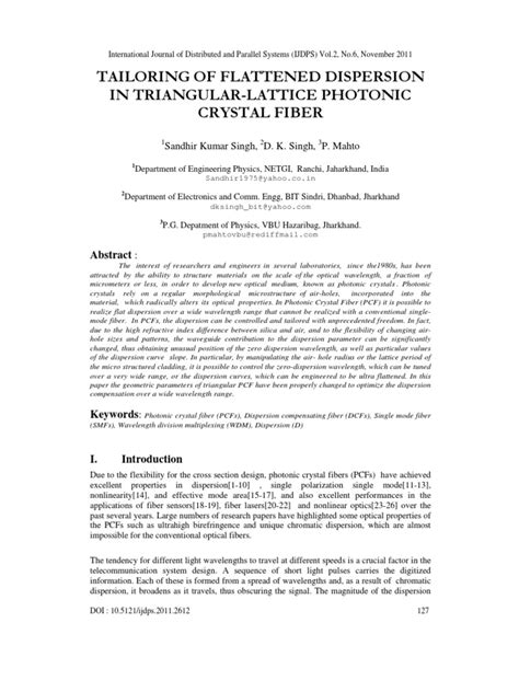 Pdf Tailoring Of Flattened Dispersion In Triangular Lattice Photonic