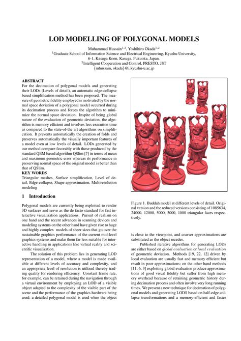 Pdf Lod Modelling Of Polygonal Models