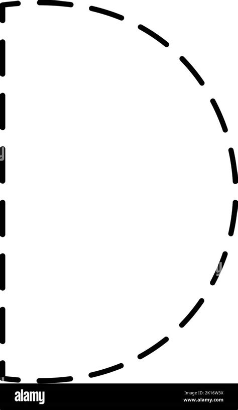 Tracing Alphabet Letter D Prewriting Dotted Line Element For Kindergarten Preschool And