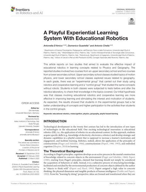 pdf a playful experiential learning system with educational robotics