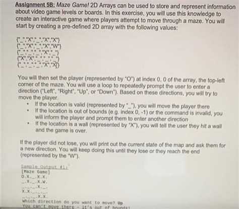 Solved Assignment 5b Maze Game 2d Arrays Can Be Used To