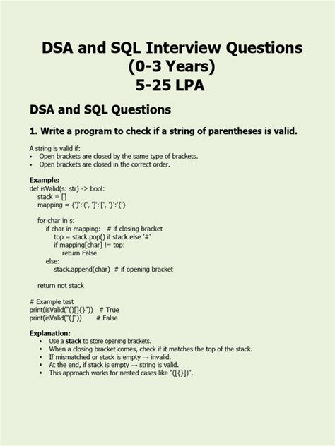 Dsa And Sql Interview Prep Guide Pdf Theoretical Computer Science