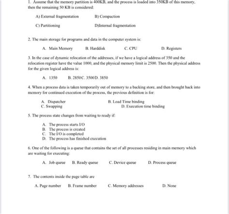 solved 1 assume that the memory partition is 400kb and the