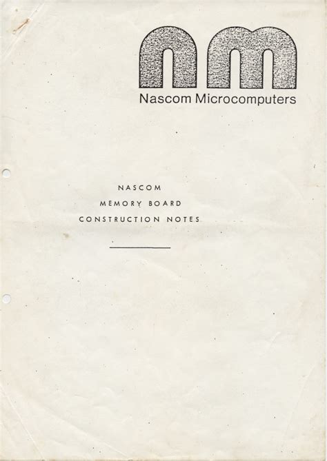 Nascom Memory Board Construction Notes Manual Computing History