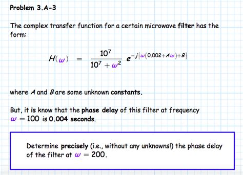 Solved Problem 3a 3 The Complex Transfer Function For A