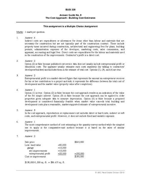 Assignview 8 Assignment 8 Busi 330 Answer Guide No 8 The Cost