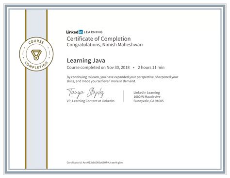 Certificate Ofcompletion Learning Java 3 Ppt