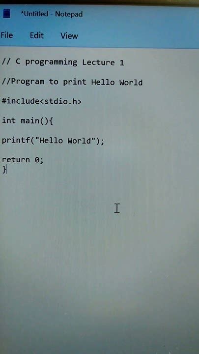 c program to print hello world cprogram helloworld youtube