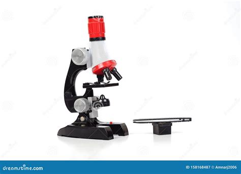 Red Microscope Science Tool On White Stock Image Image Of Education Exercise 158168487