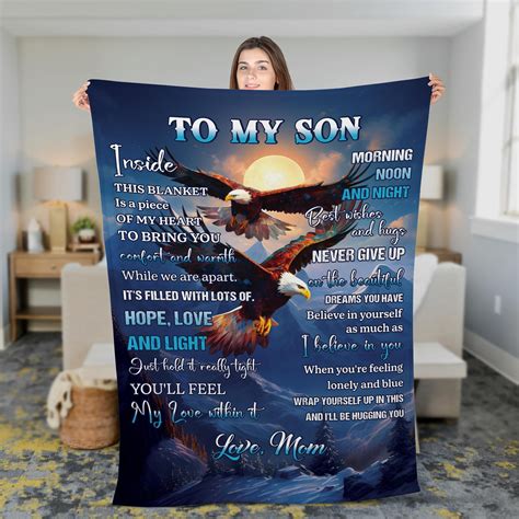 Lotusprinthandmade To My Son Eagle Fleece Blanket 2 Sizes Made In Us