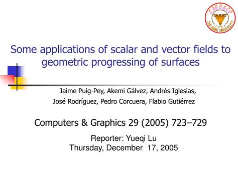ppt some applications of scalar and vector fields to geometric