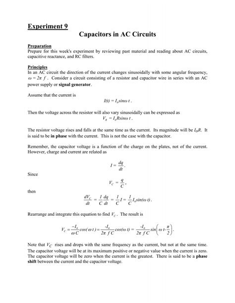 Experiment Capacitors In AC Circuits