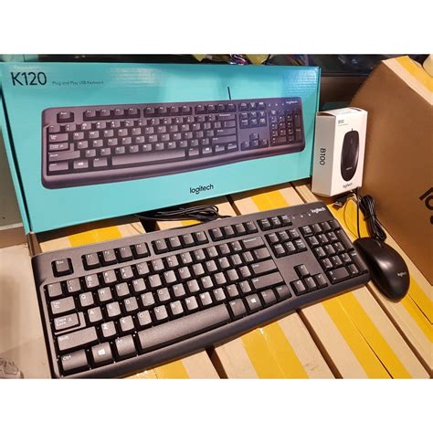 Combo Bộ Phím Chuột Logitech K120 B100 Có Dây Usb Văn Phòng Mới Bền