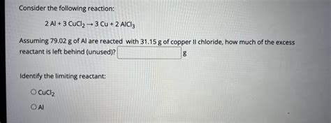 Solved Consider The Following Reaction