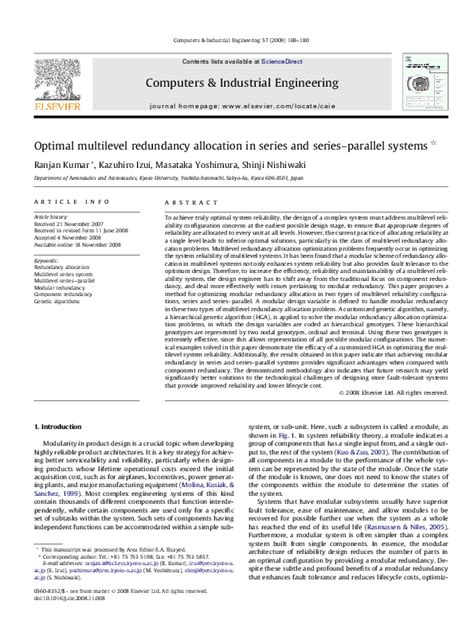 pdf optimal multilevel redundancy allocation in series and series