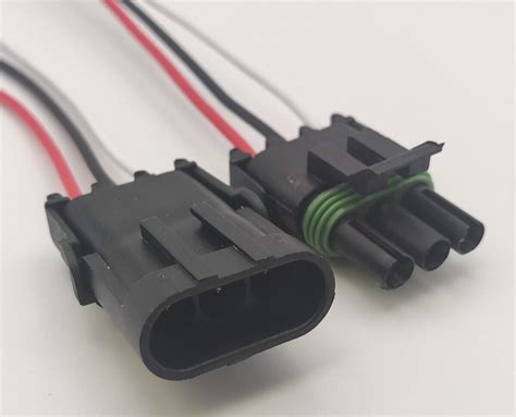 Assembled Delphi Weather Pack 3 Pin Sealed Prewired Connector Kit Male