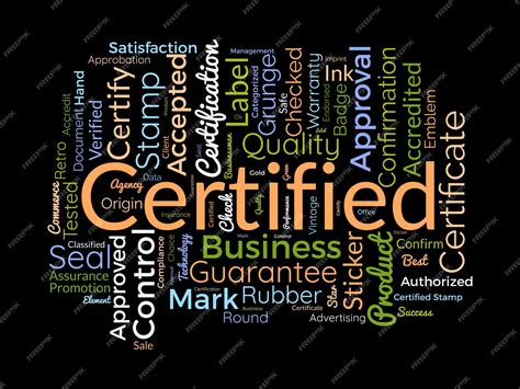 Premium Vector Certified Word Cloud Template Guarantee Approval Concept Vector Tagcloud Background