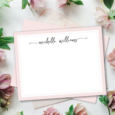 Girly Blush Stylish Calligraphy Script Signature N Note Card Zazzle