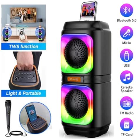 Bluetooth Tws Speakers Karaoke Mic Wireless Subwoofer Outdoor Bass Fm Usb Rgb Picclick Uk