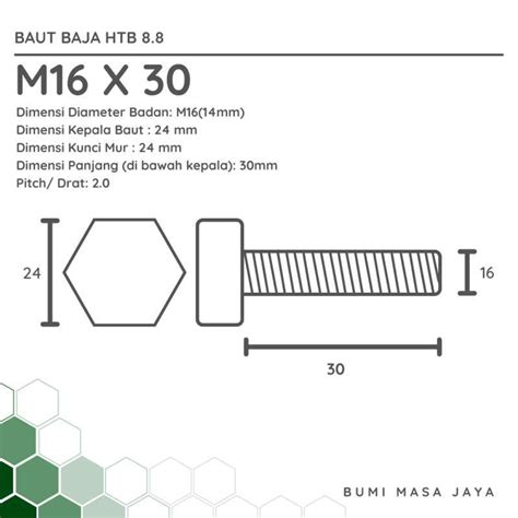 Jual Baut Mur Baja Htb Grade 88 M16 X 30 Full Drat Di Seller Bumi