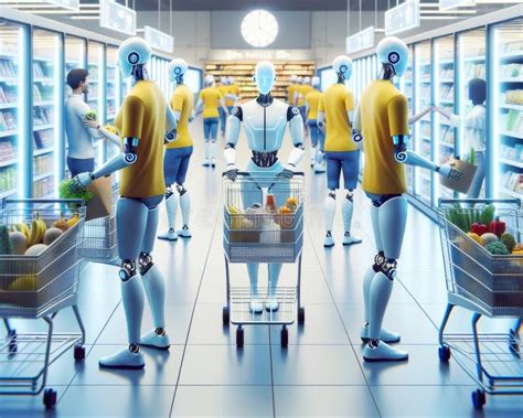 Futuristic Superstore Global Grocery Supply Chain Walmart Robotic Sorting Shopping Delivery
