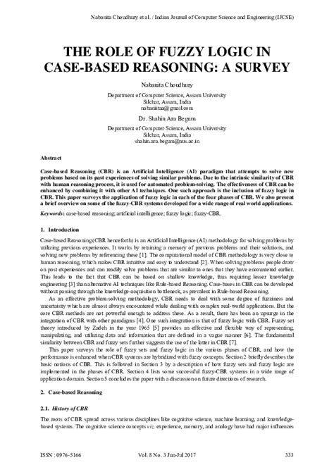 Pdf The Role Of Fuzzy Logic In Case Based Reasoning A Survey