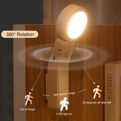ไฟ Led Motion Sensor ไฟกลางคืน Usb ชาร์จ360 ° หมุนลดแสงบันไดโคมไฟโคมไฟติดผนังสำหรับห้องโถง