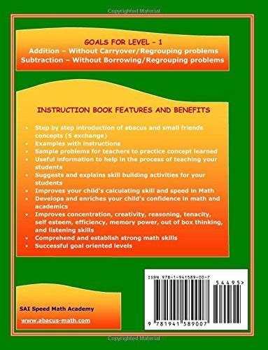 Abacus Mind Math Instruction Book Level 1 Step By Step Guide To Excel