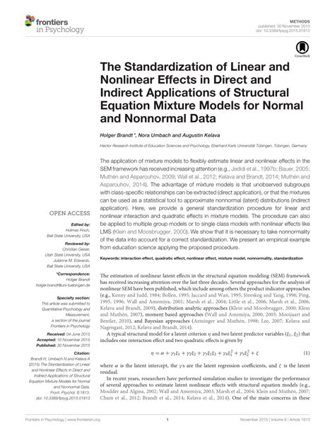 PDF The Standardization Of Linear And Nonlinear Effects In Direct And Indirect Applications Of