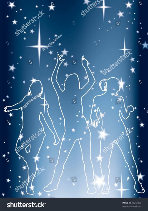 Group Sexy Girls Dancing Sky Stock Vector Royalty Free 48242050