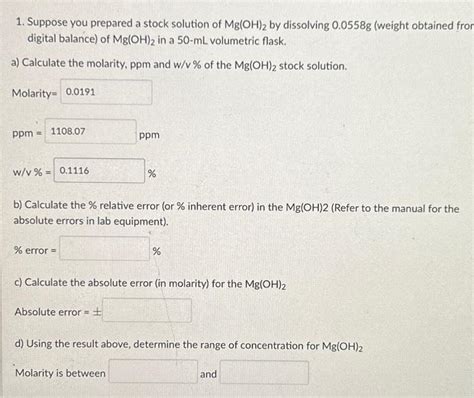 Part B Calculate Percent Errorpart C Calculate Chegg