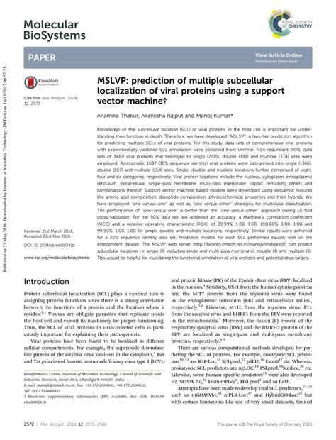 Pdf Mslvp Prediction Of Multiple Subcellular Localization Of Viral