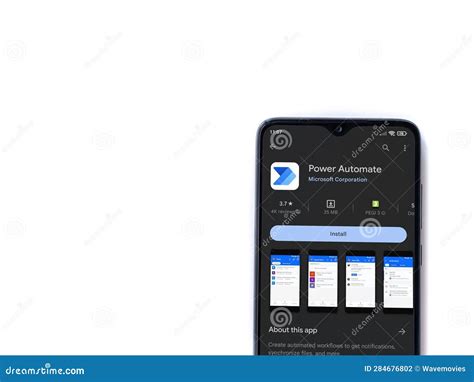 Power Automate App Play Store Page On Smartphone On White Background Editorial Photography