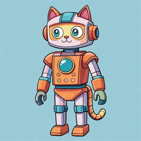 Charming Cat Robot In A Standing Stance Cartoon Vector Illustration Premium Ai Generated Vector