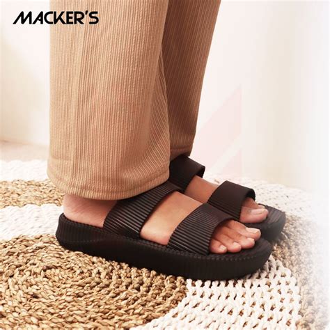 Jual [mackers] 2410 Sandal Slop Karet Wanita Tinggi Tebal Ringan Model Kasual Kekinian Shopee