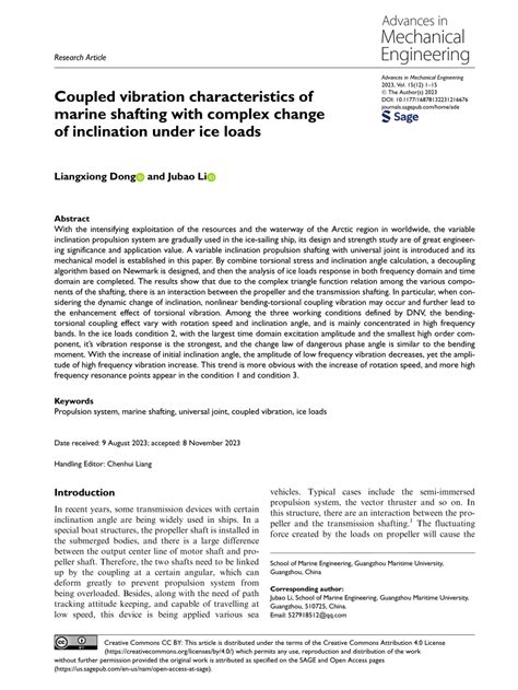 Pdf Coupled Vibration Characteristics Of Marine Shafting With Complex