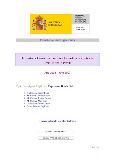 Pdf Del Mito Del Amor Romántico A La Violencia Contra Las Mujeres En