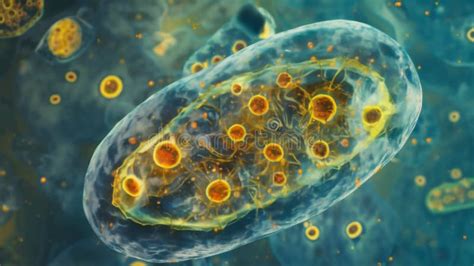 A Magnified View Of A Mitochondrion Under A Microscope Showing Its Inner Matrix Filled With