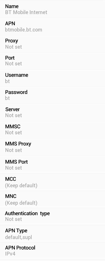 Bt Mobile Apn Settings For Android 2025 5g 4g Lte Apn Uk