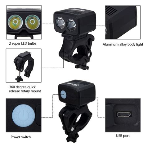 Mtb Usb Rechargeable Mini Bike Light Set Powerful Lumens Led Front