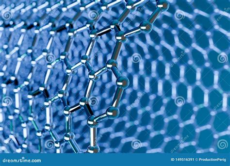 Graphene Molecular Nano Technology Structure On A Blue Background 3d Rendering Stock